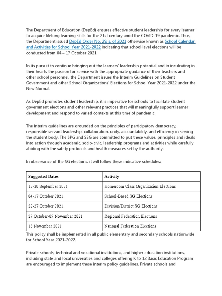 SSG 2021-2022 Interim Guidelines For The Conduct of Election | PDF ...
