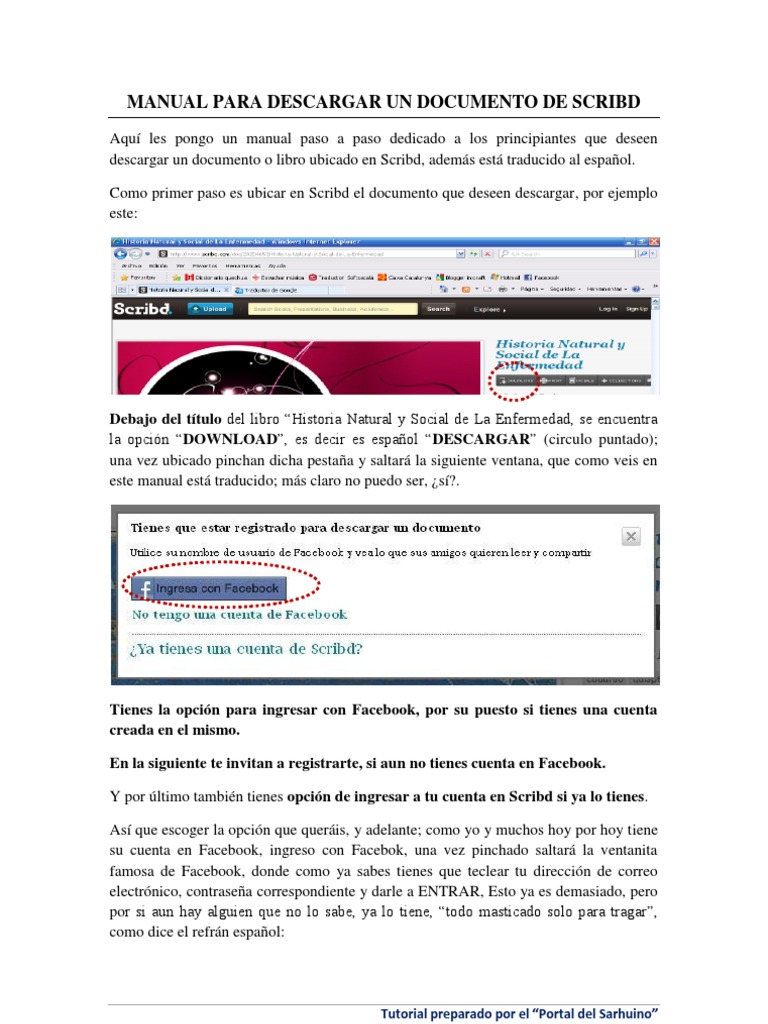 Manual de Descargas Scribd | PDF | Informática y tecnología de la información | Ocio