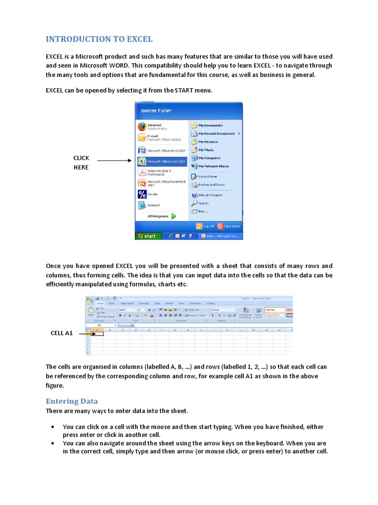Introduction To Excel: Entering Data | PDF | Microsoft Excel | Spreadsheet