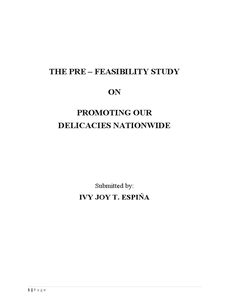 THE PRE-feasibility Study | PDF | Feasibility Study | Sales