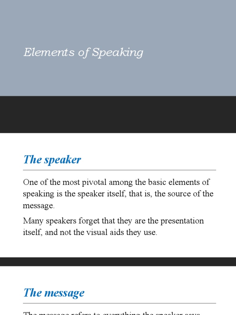 Elements of Speaking | PDF | Nonverbal Communication | Communication