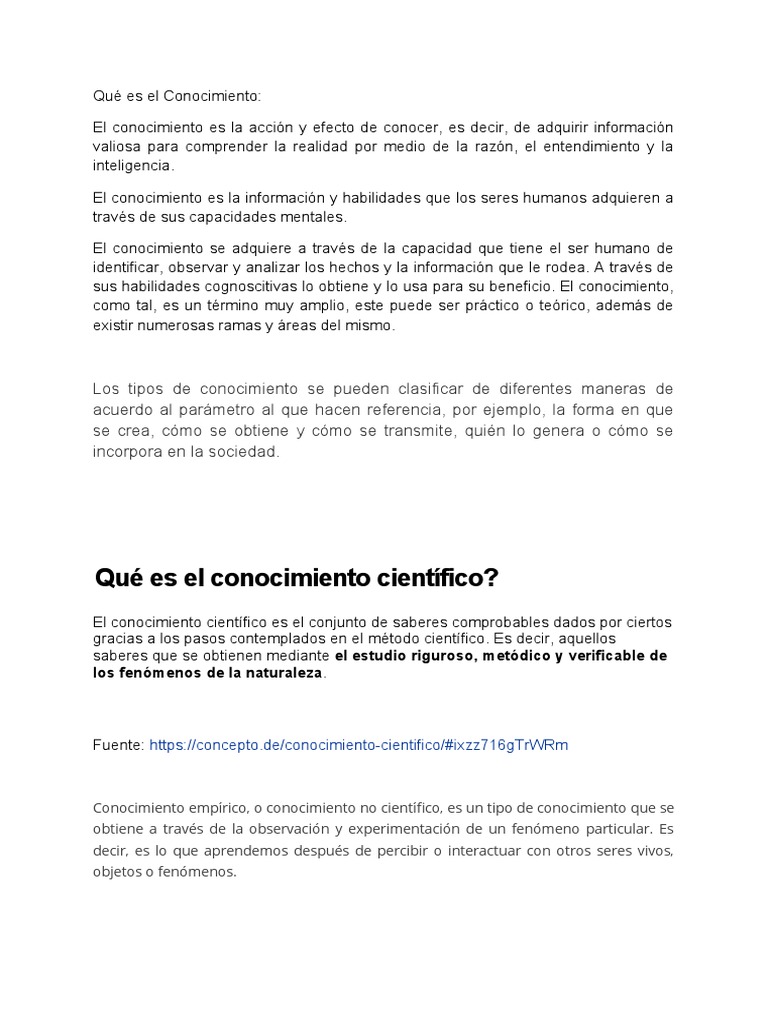Qué Es El Conocimiento | PDF