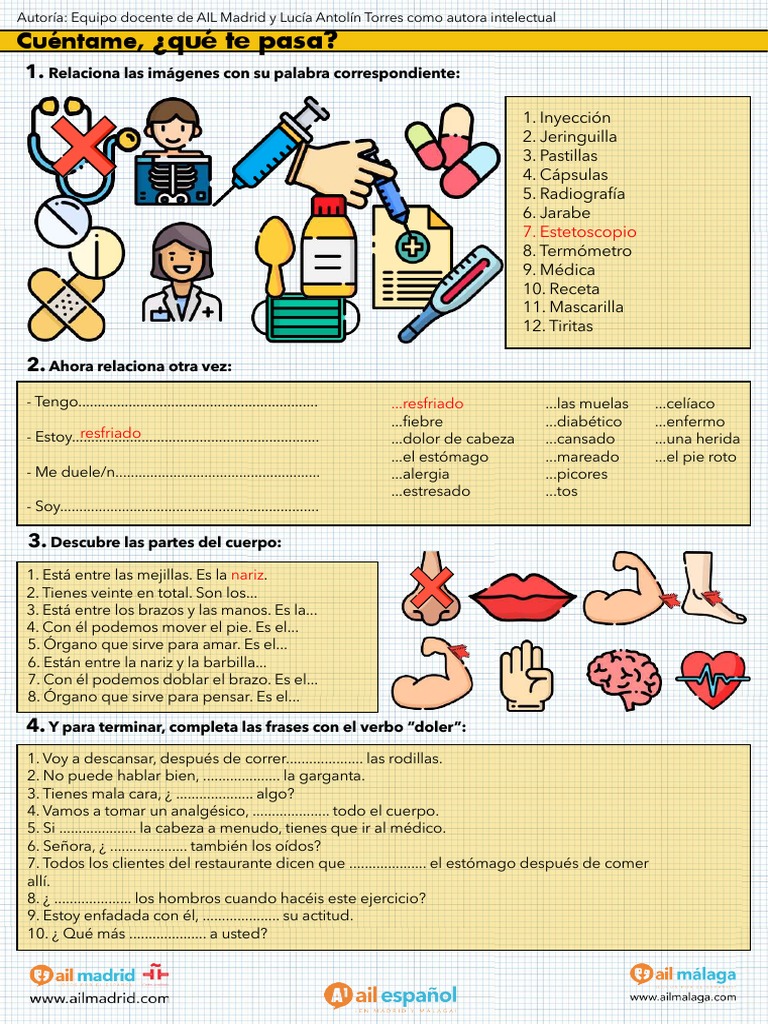 Actividades de salud en español A1 | PDF | Medicina CLINICA ...
