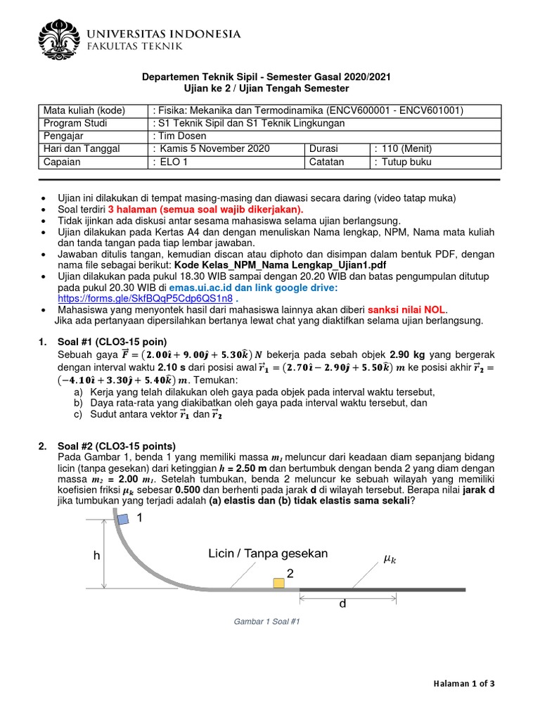 Physics - S1 - Ujian 2 - UTS - Nov2020 - Id | PDF