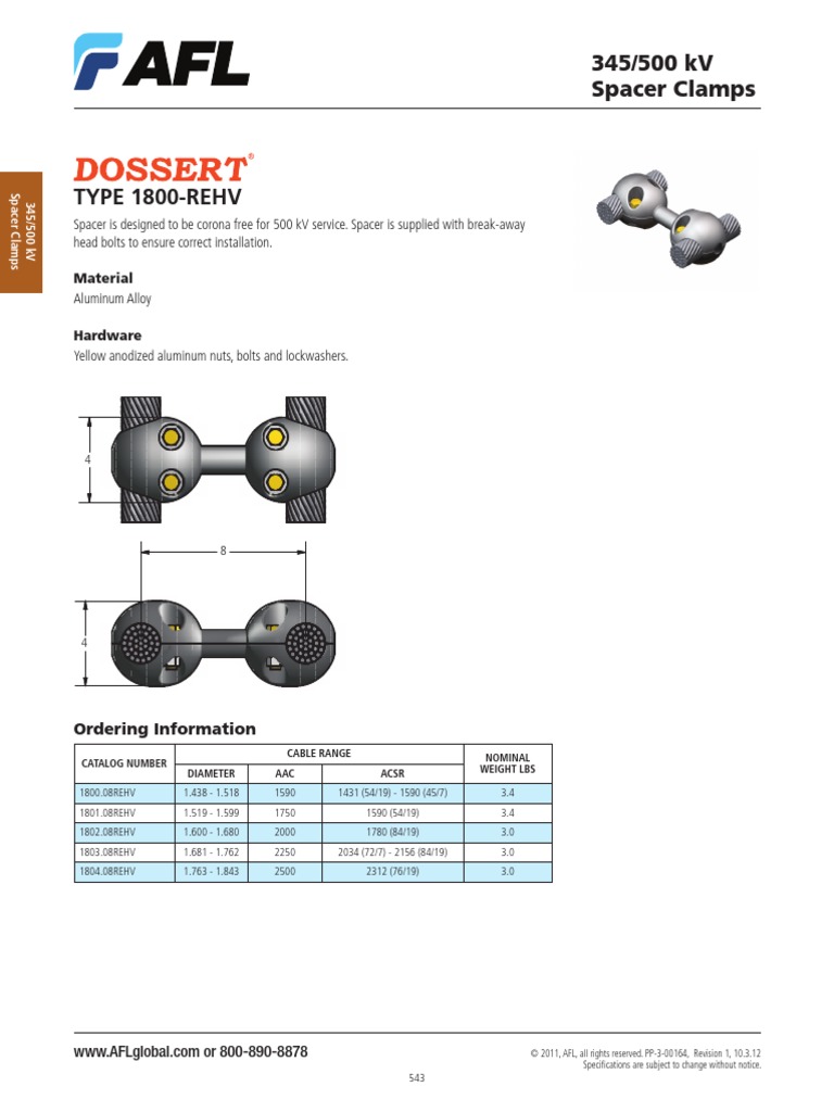 500kV Aluminum Cable Spacer Clamps | PDF | Equipment | Physical Quantities