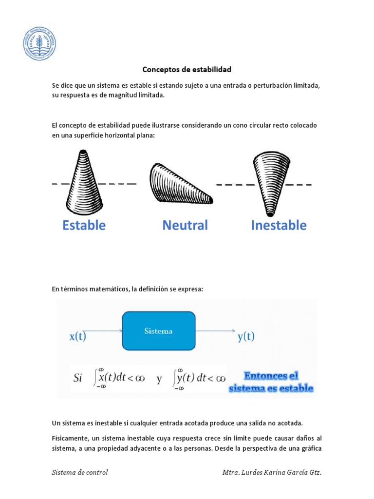 Conceptos de Estabilidad | PDF | Sistema de control | Funcion exponencial