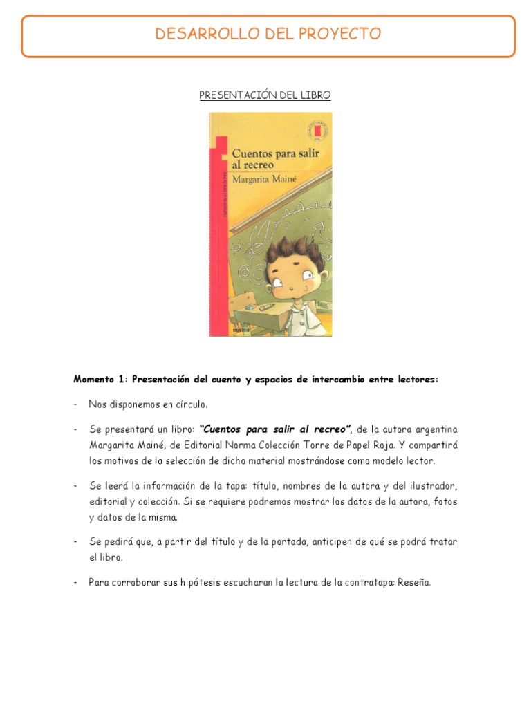 Proyecto Cuentos para Salir Al Recreo..margarita Maine. | PDF | Libros