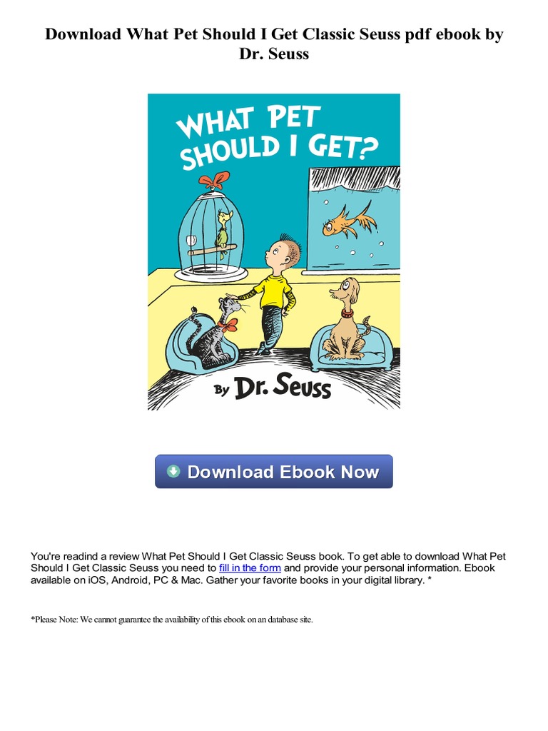 What Pet Should I Get Classic Seuss PDF Ebook by Dr. Seuss | PDF | E Books