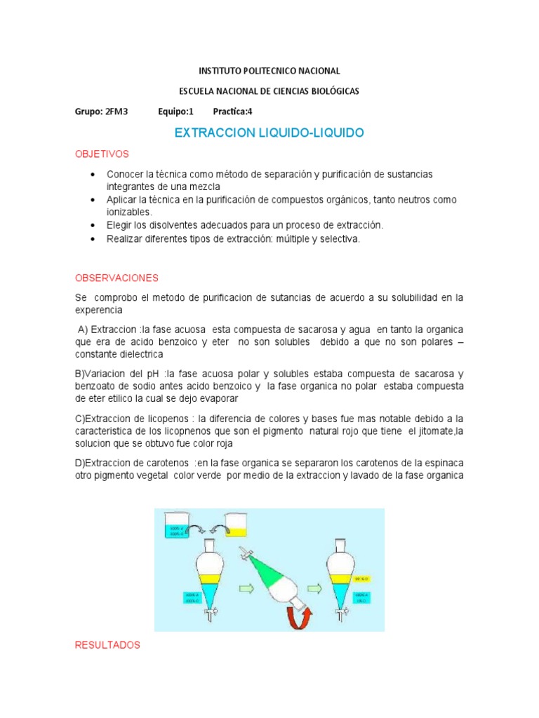 Extracción Líquido-Líquido en Biología | PDF | Fase (materia) | Solvente