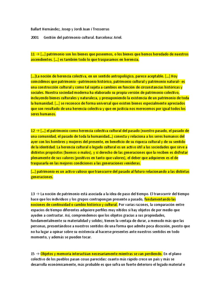 Ballart y Tresserras - Gestión Del Patrimonio Cultural | PDF | Bienes (Ley) | Patrimonio cultural