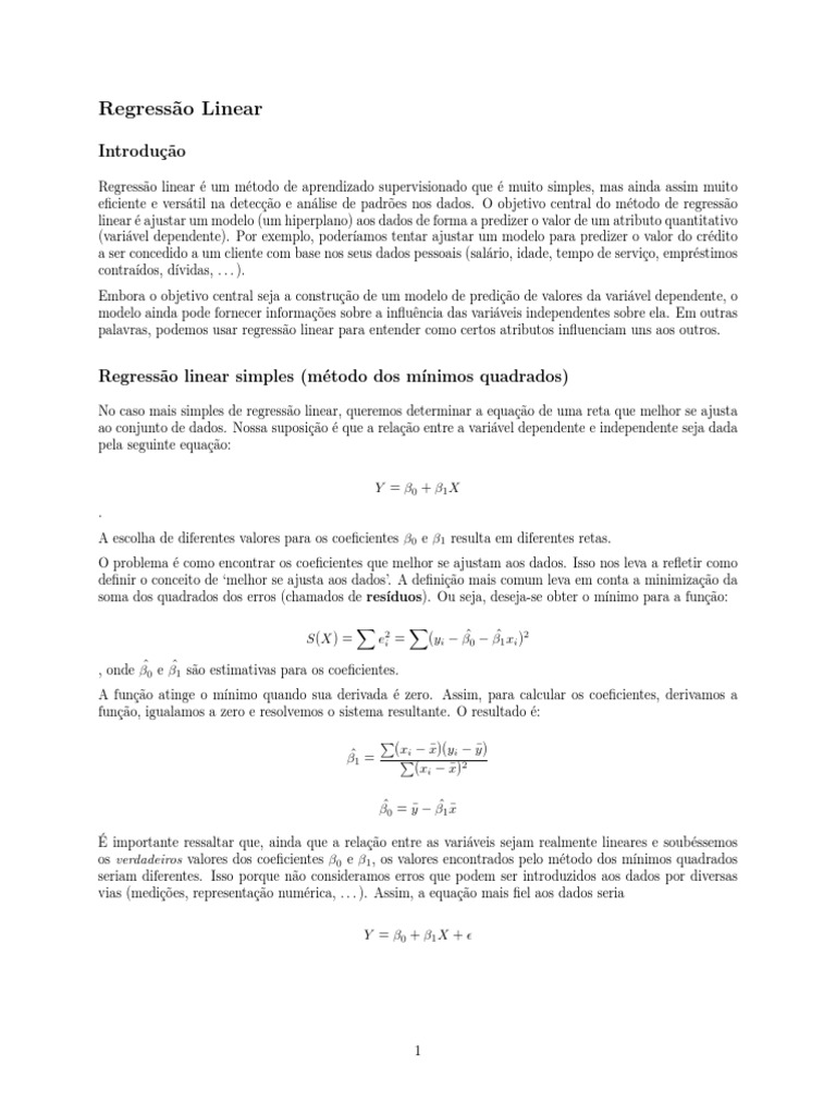 Regressão Linear | PDF | Regressão linear | Método dos mínimos quadrados