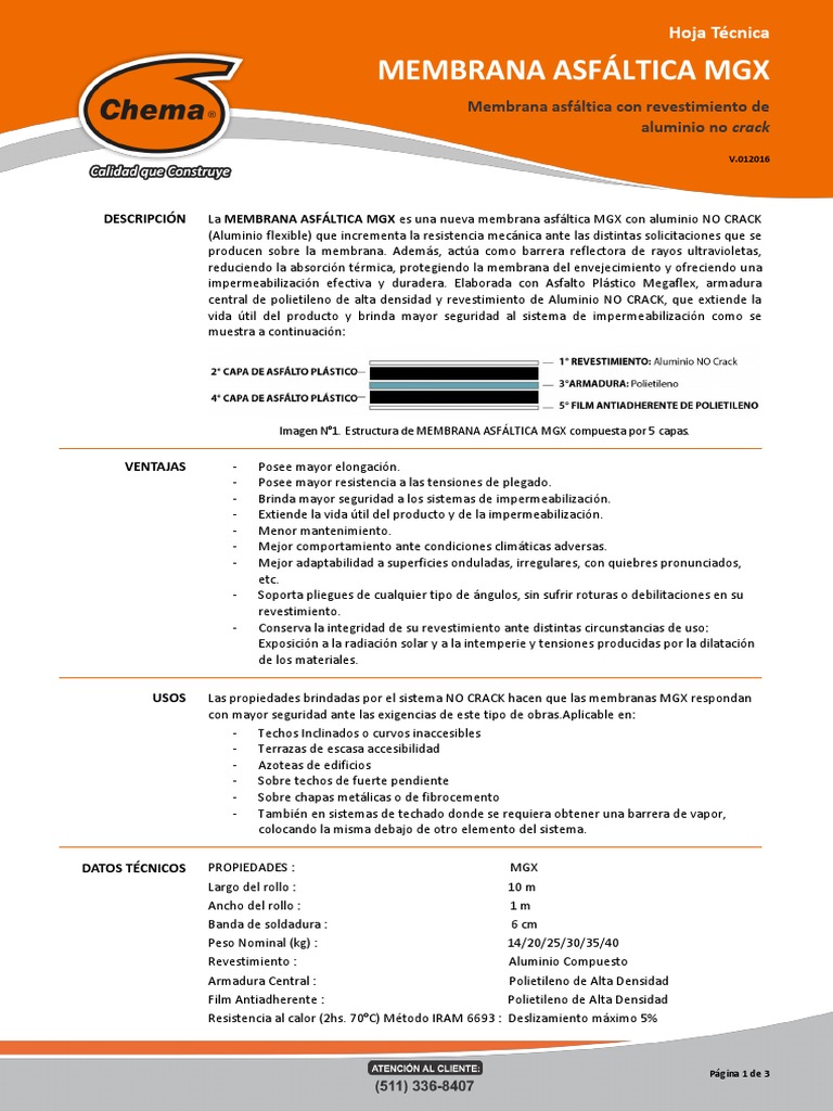 HT Membrana Asfaltica MGX - V012016 | PDF | Aluminio | Revestimiento