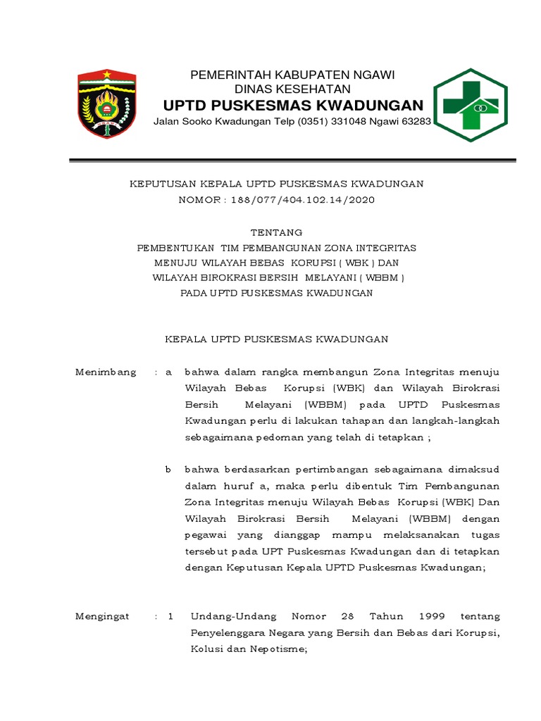 SK 077 PENETAPAN ZONA INTEGRITAS-dikonversi | PDF