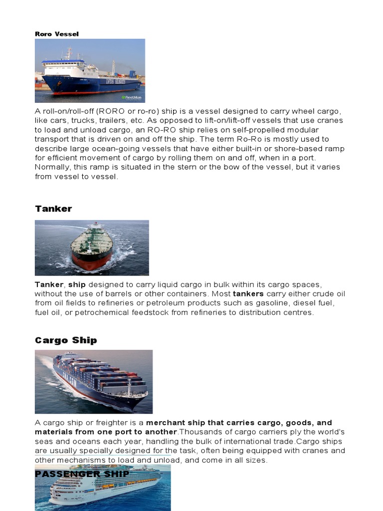 Types of Ship SEAM | PDF | Ships | Cargo Ship
