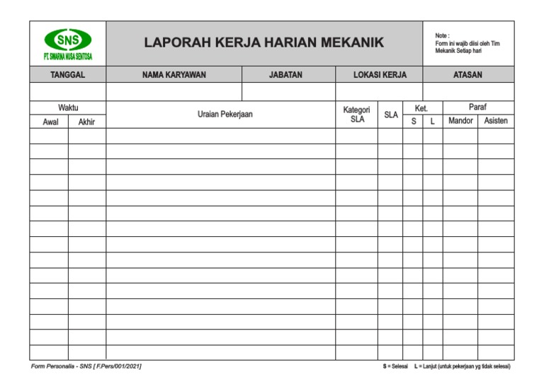 Format LKH Mekanik | PDF