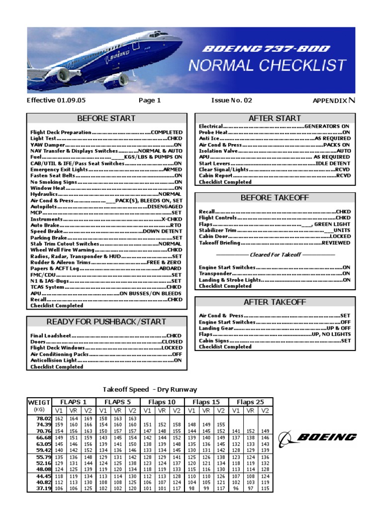 Boing 737-800 Normal Checklist | PDF