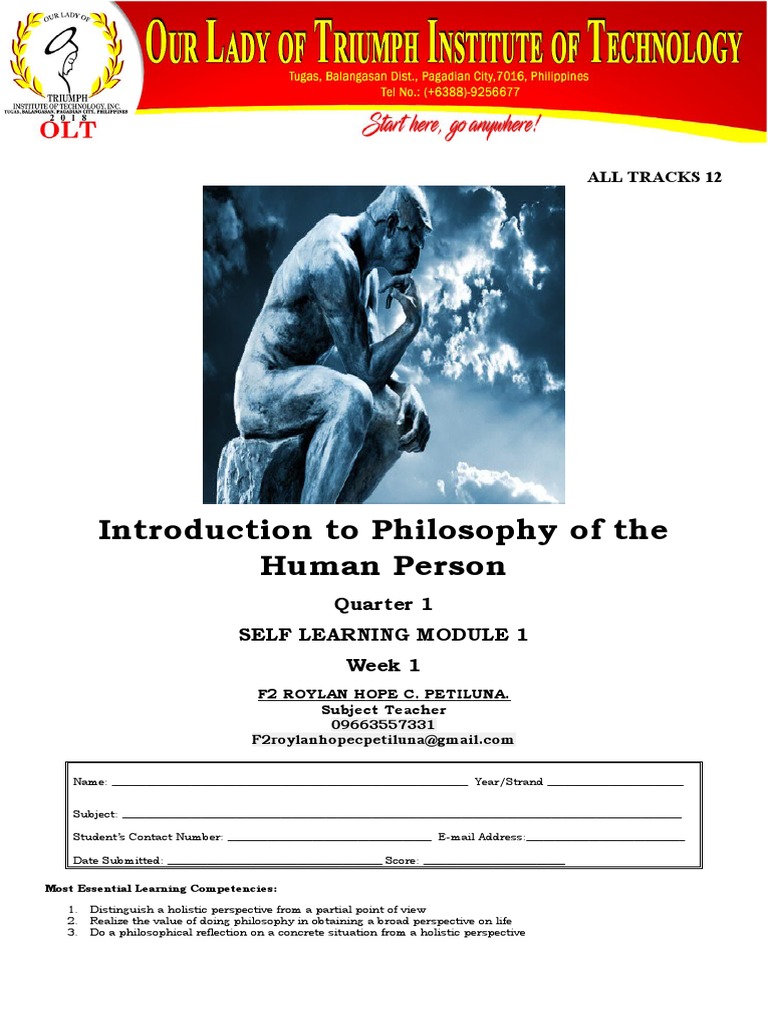 Introduction To Philosophy of The Human Person: Self-Learning Module ...