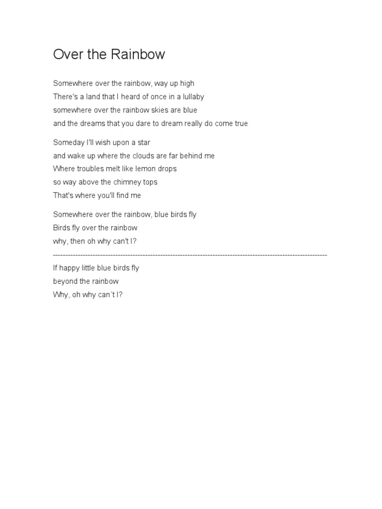 Over The Rainbow | PDF | Poetry | Young Adult