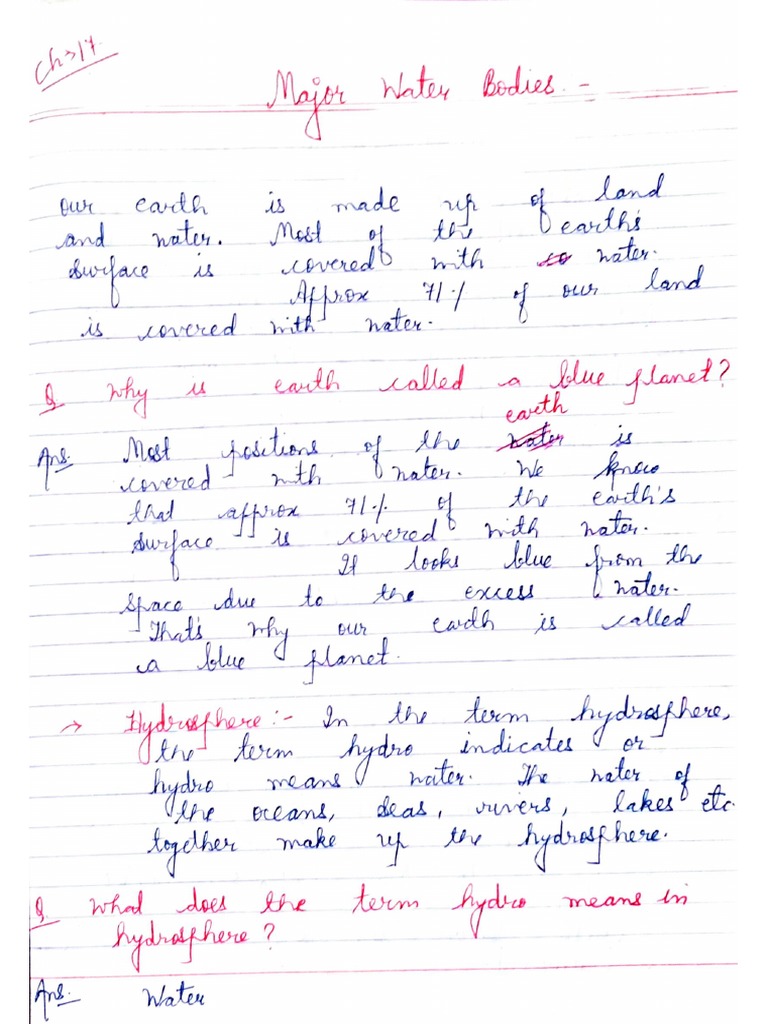 Class 7 .... Major Water Bodies | PDF