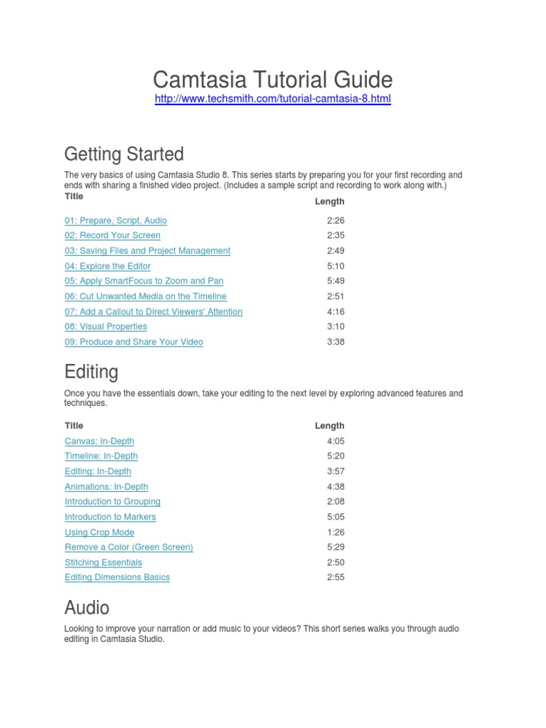 Camtasia Tutorial Guide | PDF | Computing | Software