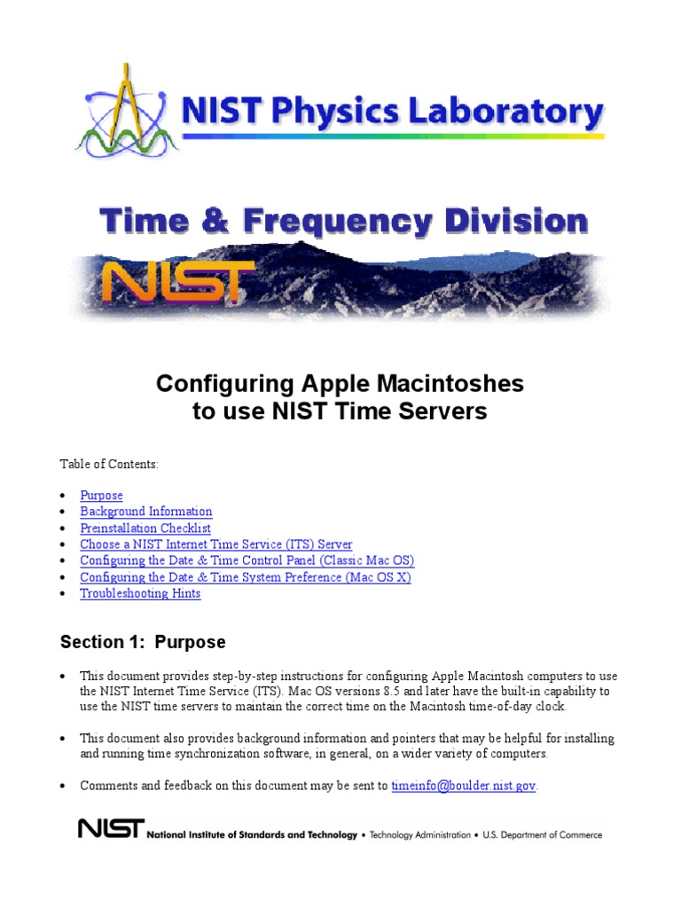 Configuring Apple Macintoshes To Use NIST Time Servers: Section 1 ...