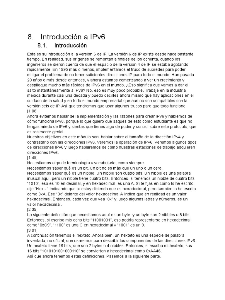 08 Addressing And Subnetting Introduction To Ipv6 40m Pdf Yo