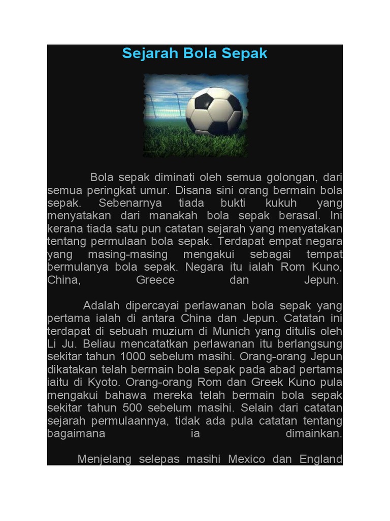 Sejarah Bola Sepak | PDF