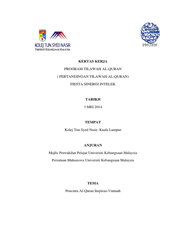Adoc - Pub - Kertas Kerja Program Tilawah Al Quran Pertandingan | PDF