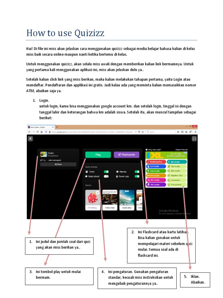 Panduan Penggunaan Quizizz untuk Belajar | PDF | Pengembangan Diri