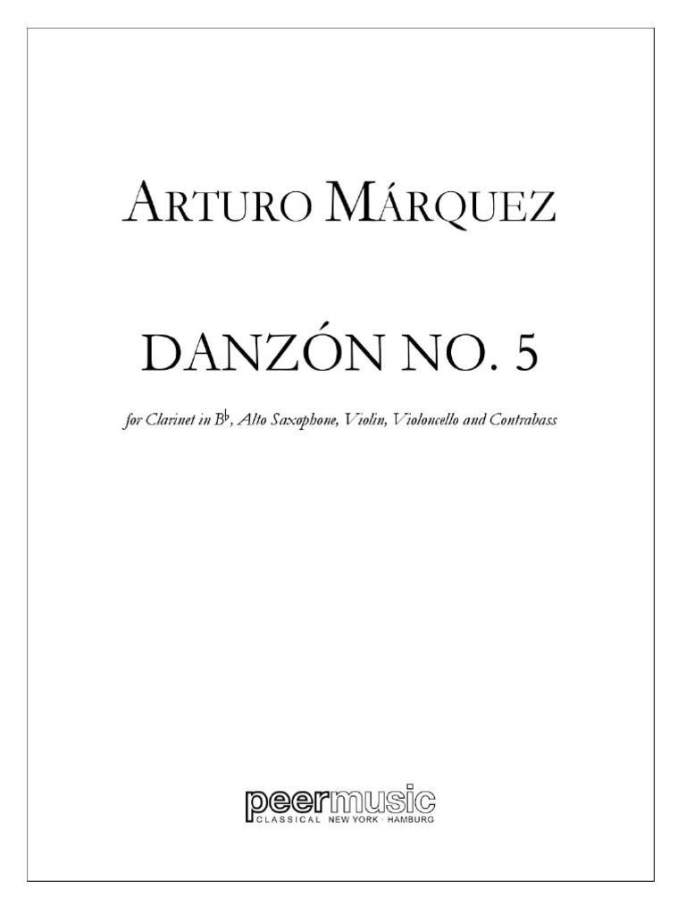 Arturo Márquez - Danzón No. 5 (Clarinete BB) (Saxofón Alto) (Violín) (Violonchelo) (Contrabajo ...