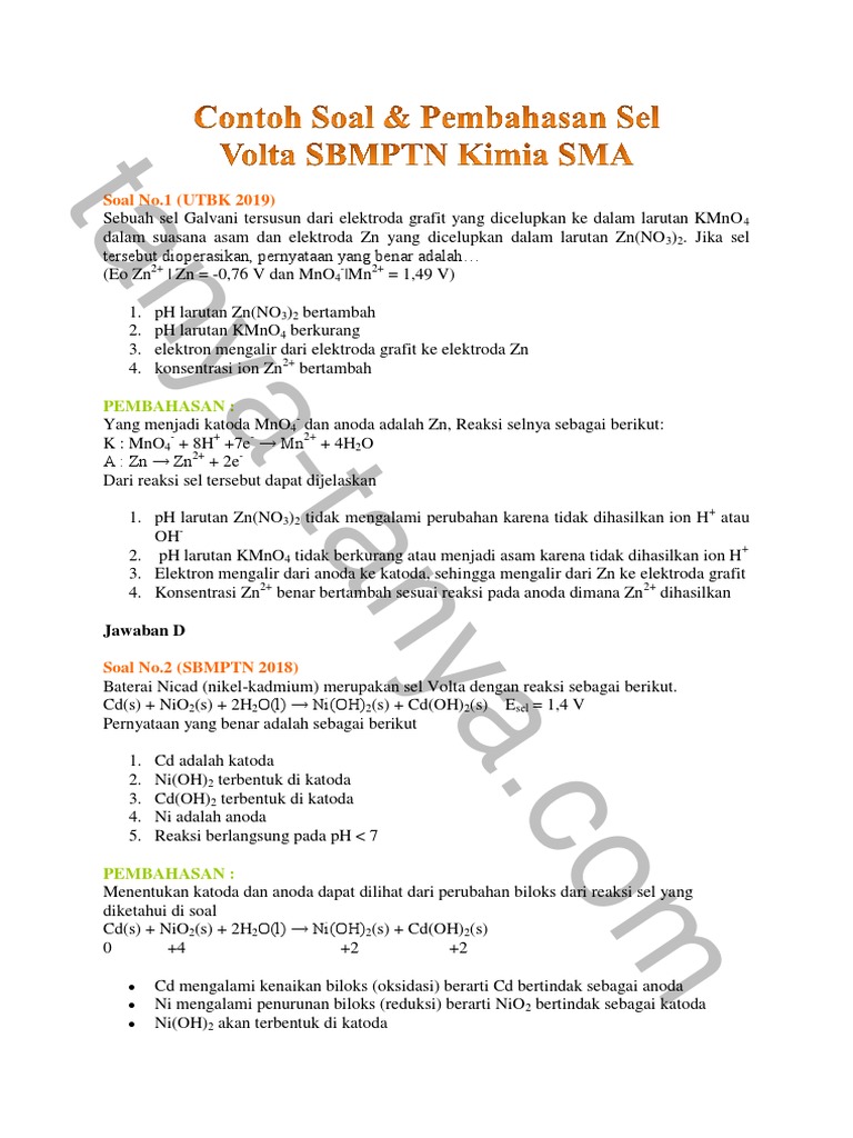 Contoh Soal Sel Volta SBMPTN | PDF