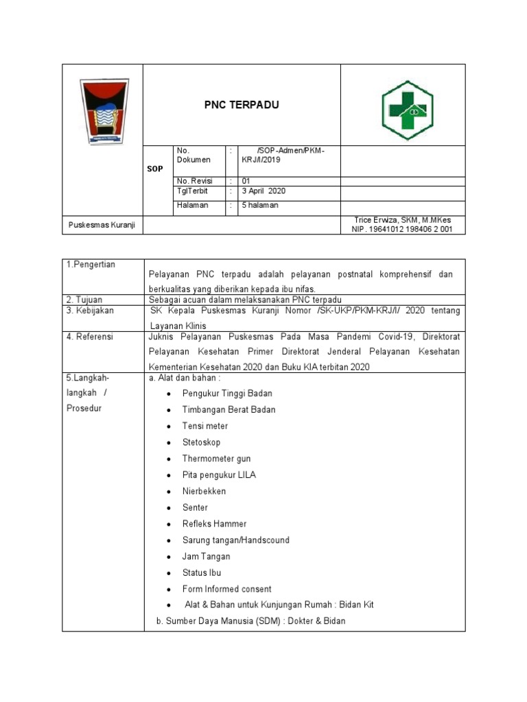 Sop PNC PKM 2021 | PDF