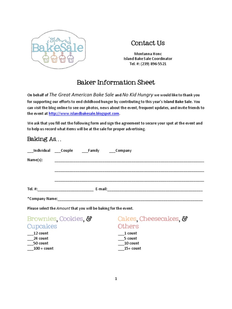 New Baker Information Sheet | PDF | Cupcake | Cheesecake