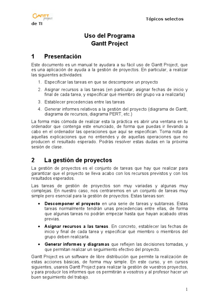 Manual de Ganttproject | PDF | Programa de computadora | Programación