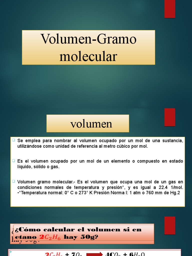 Volumen y Gramo Molecular: Cálculos | PDF