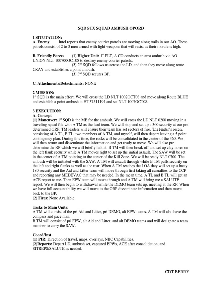 Opord | PDF | Battles | Military Of The United States