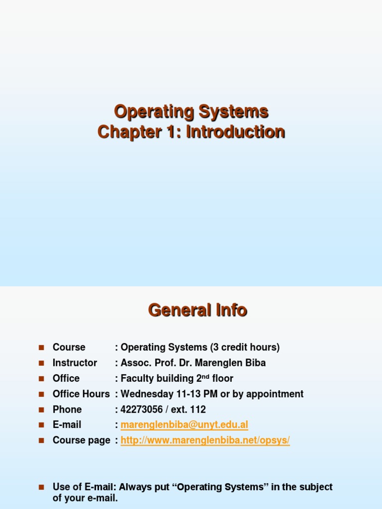 Operating Systems Chapter 1: Introduction | PDF | Computer Data Storage | Operating System