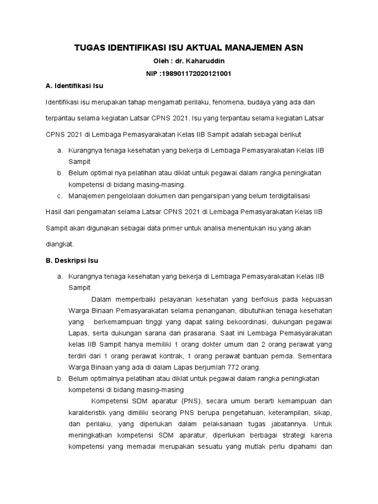 Tugas Identifikasi Isu Aktual Manajemen Asn | PDF