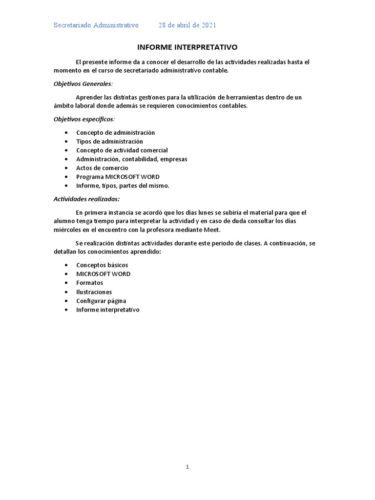 Informe Interpretativo | PDF