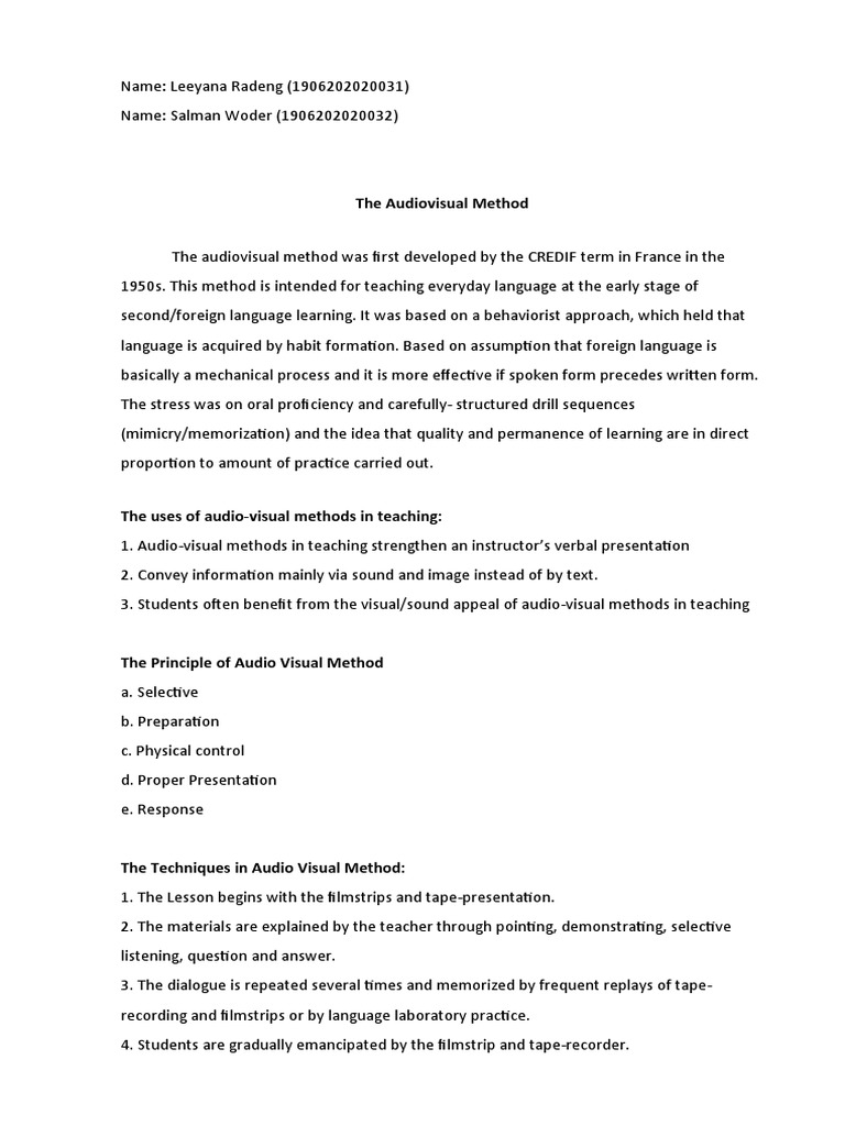 Audio Visual Method | PDF