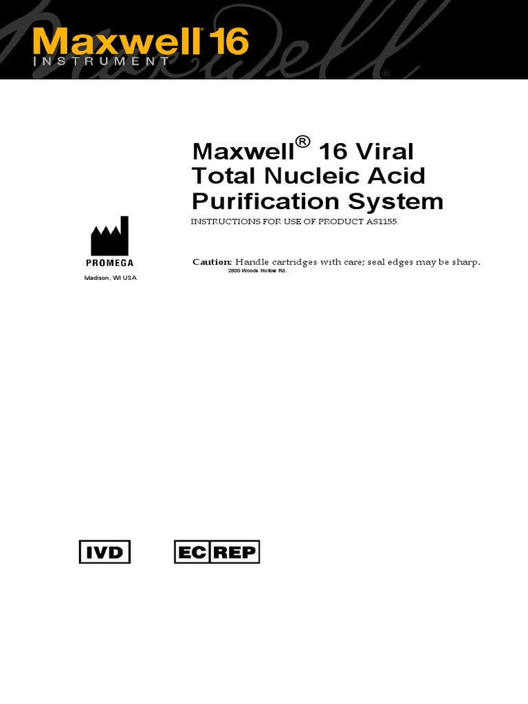 Maxwell 16 Viral Total Nucleic Acid Purification System: Caution ...