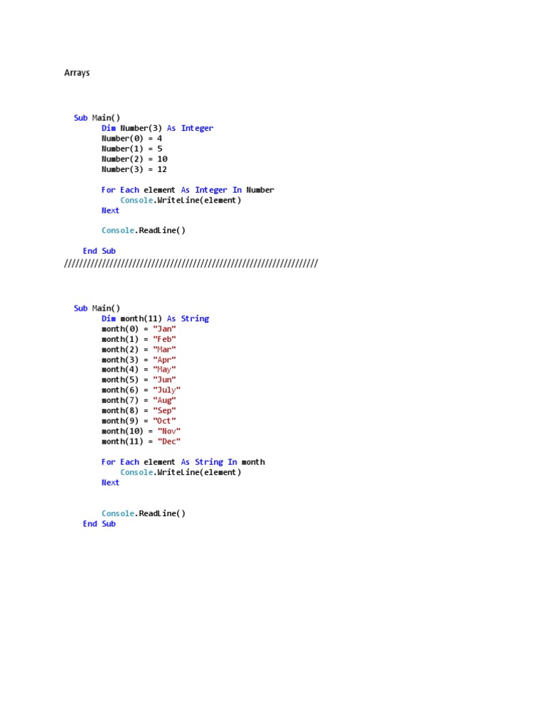 Arrays: Sub Dim As Integer | PDF | Computer Programming