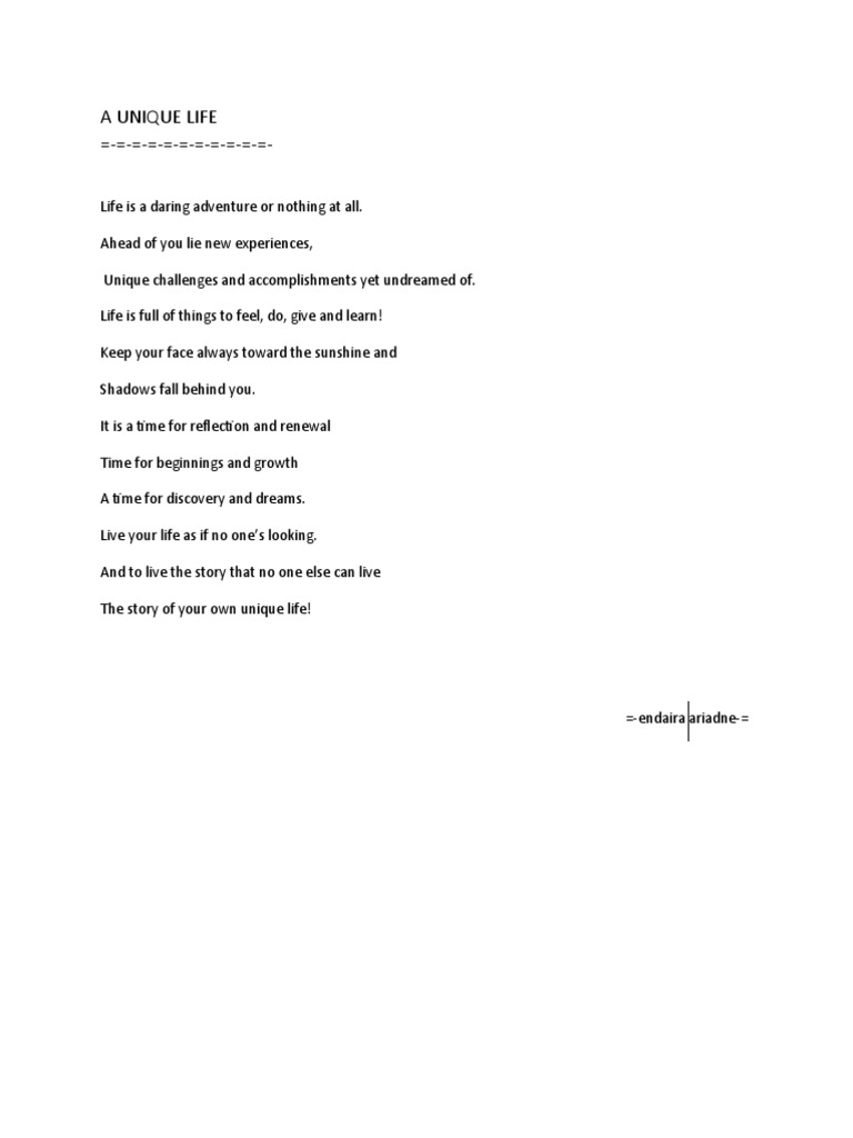 Embracing Your Unique Life | PDF