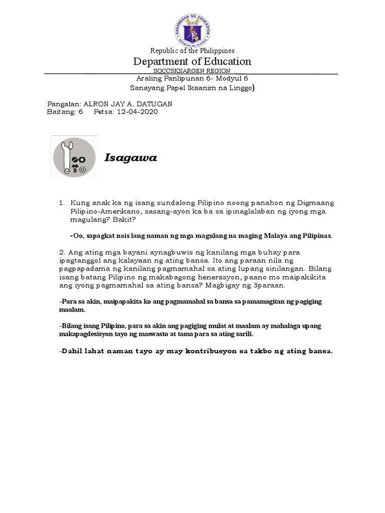 AP 6 - Isagawa - Module 6 | PDF