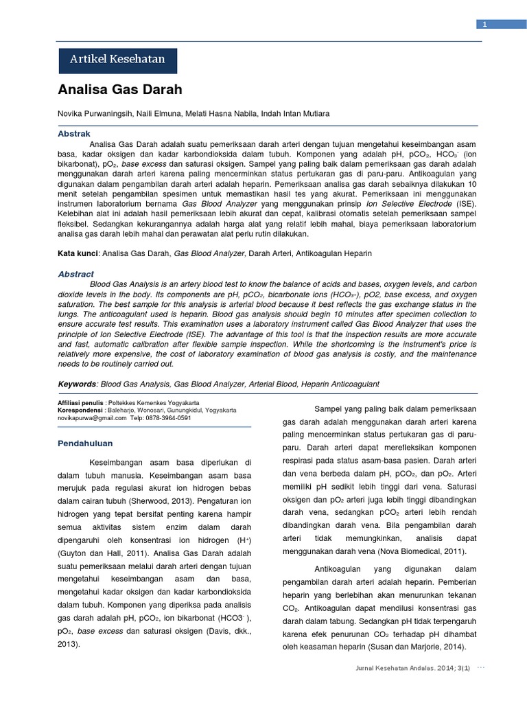 Analisa Gas Darah | PDF