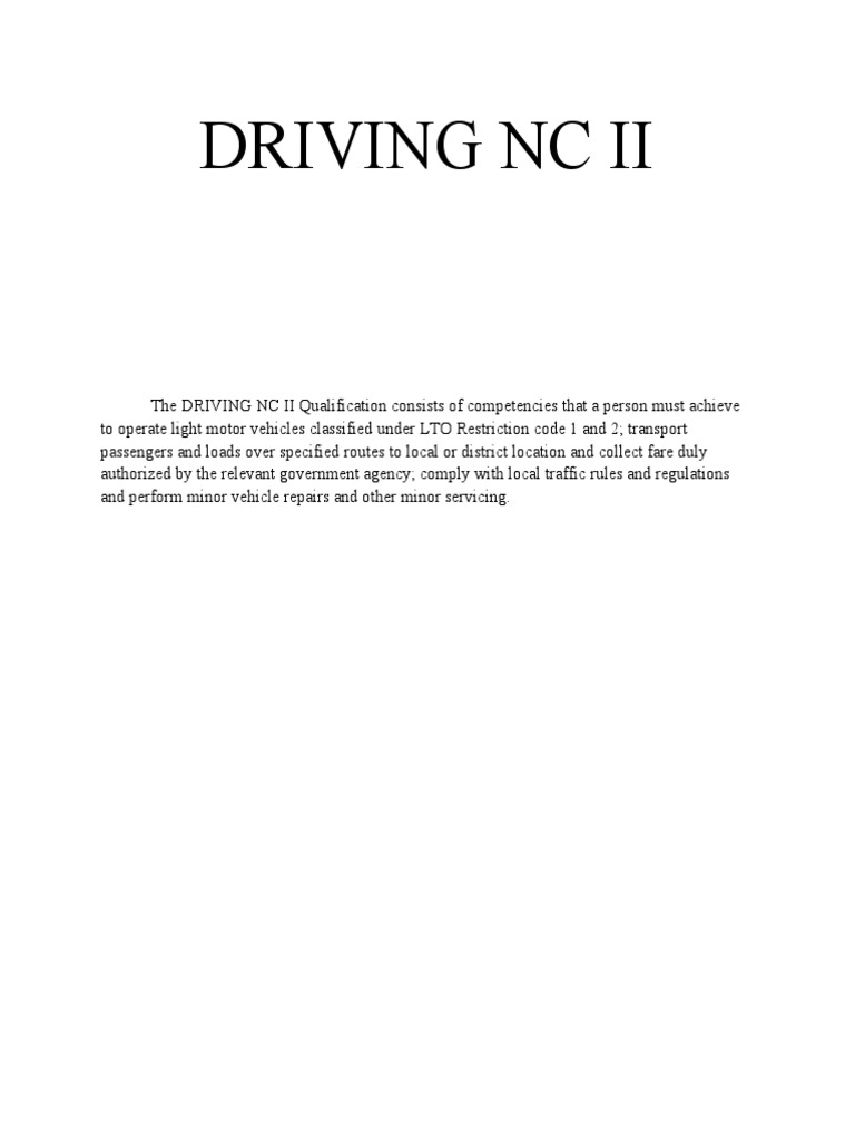 Driving NC Ii Module | PDF | Occupational Safety And Health ...