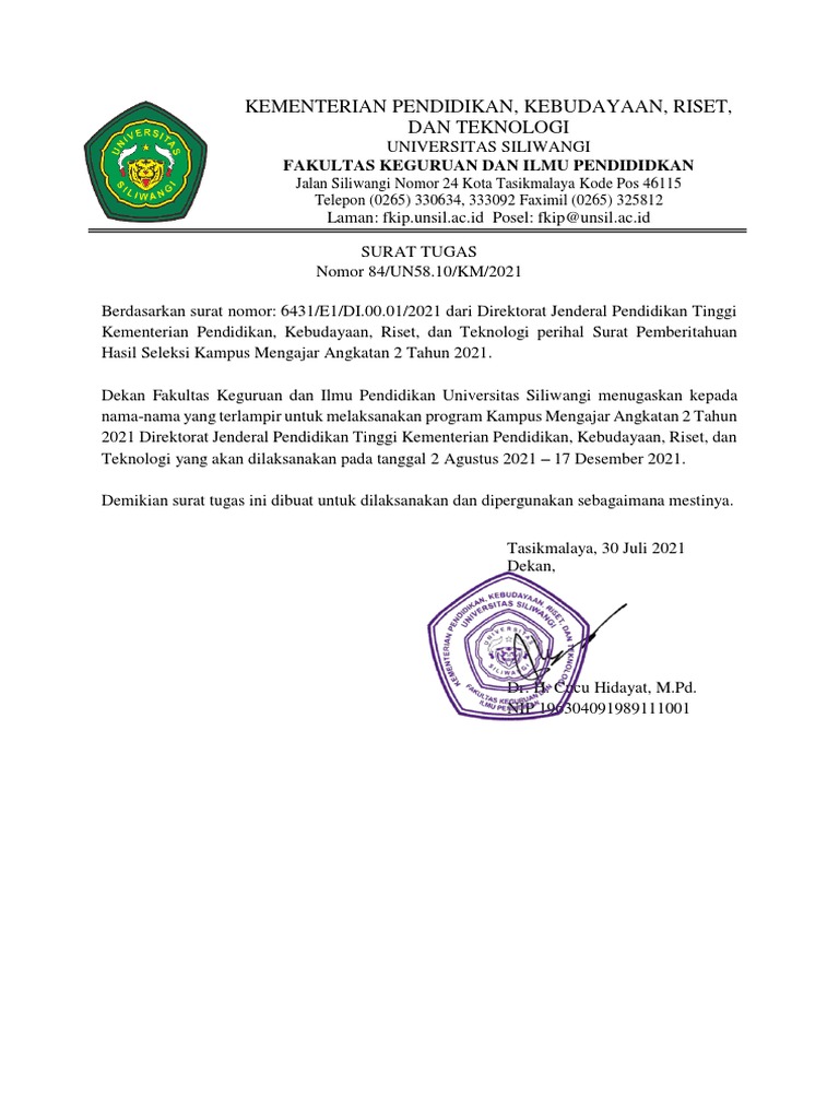 Surat Tugas KMP 2 Mahasiswa | PDF