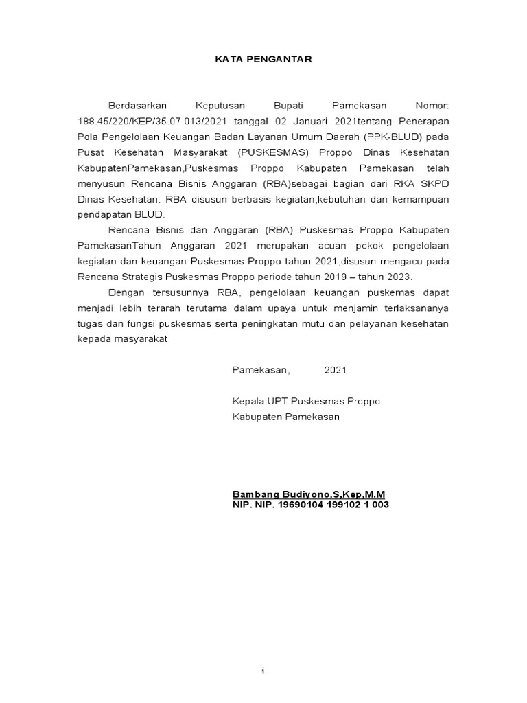 RBA Puskesmas Proppo 2021 | PDF | Pengelolaan Keuangan & Uang