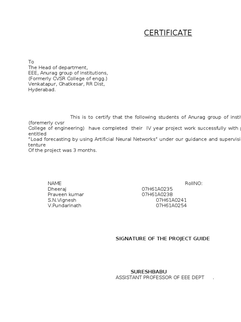 Major Project Certificate | PDF