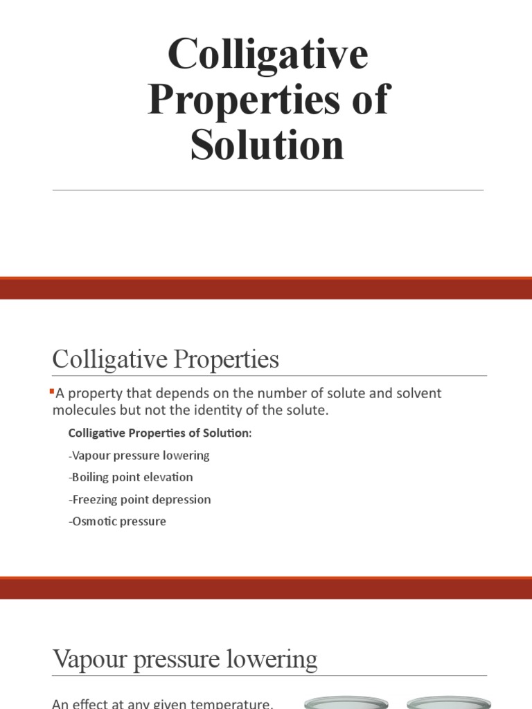 Colligative Properties of Solution | PDF | Metrology | Materials